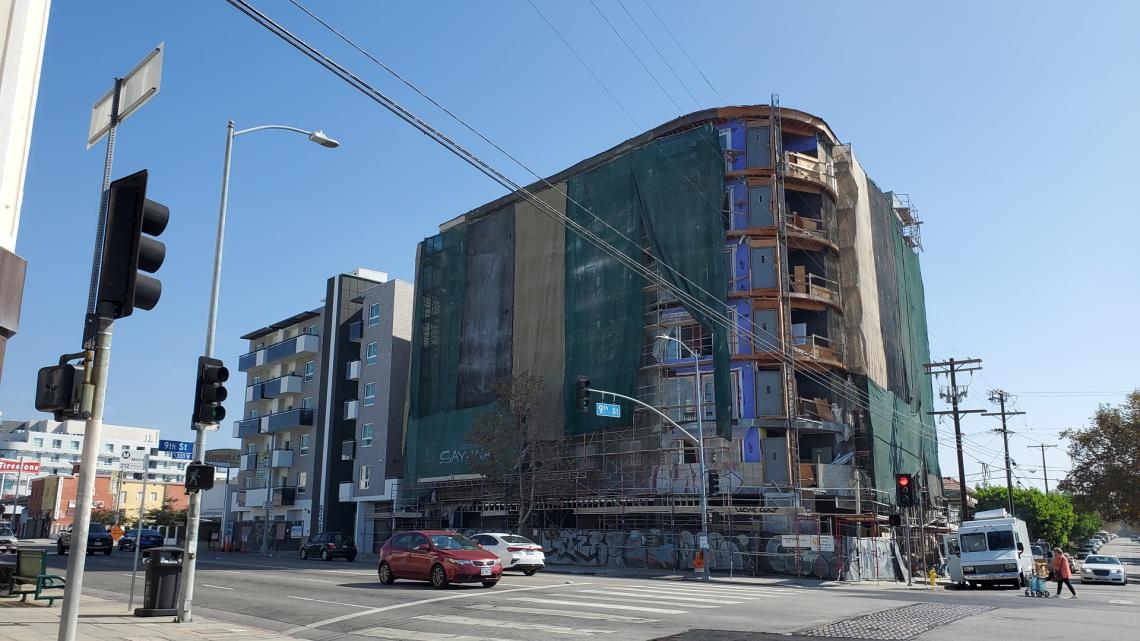 Progress report for two mixed-use buildings at 9th and La Brea ...
