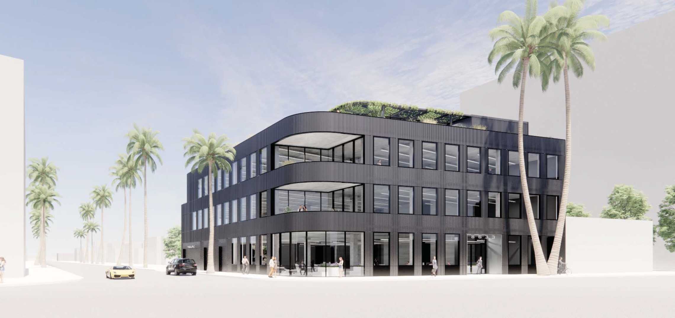New look for three-story office building planned at 8633 Wilshire in ...