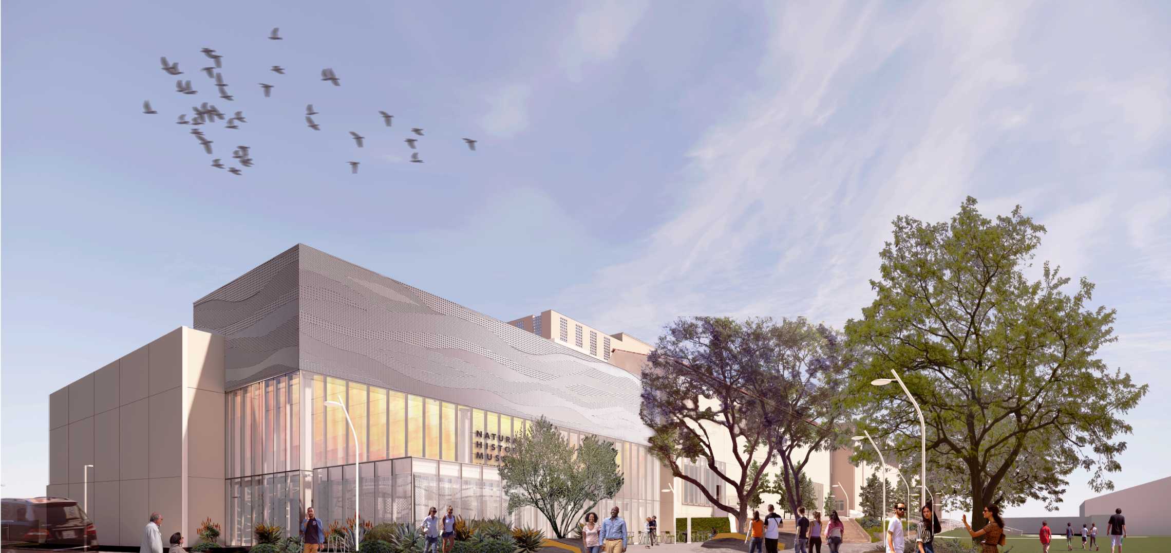 Steel beams assembled for L.A. County Natural History Museum expansion ...