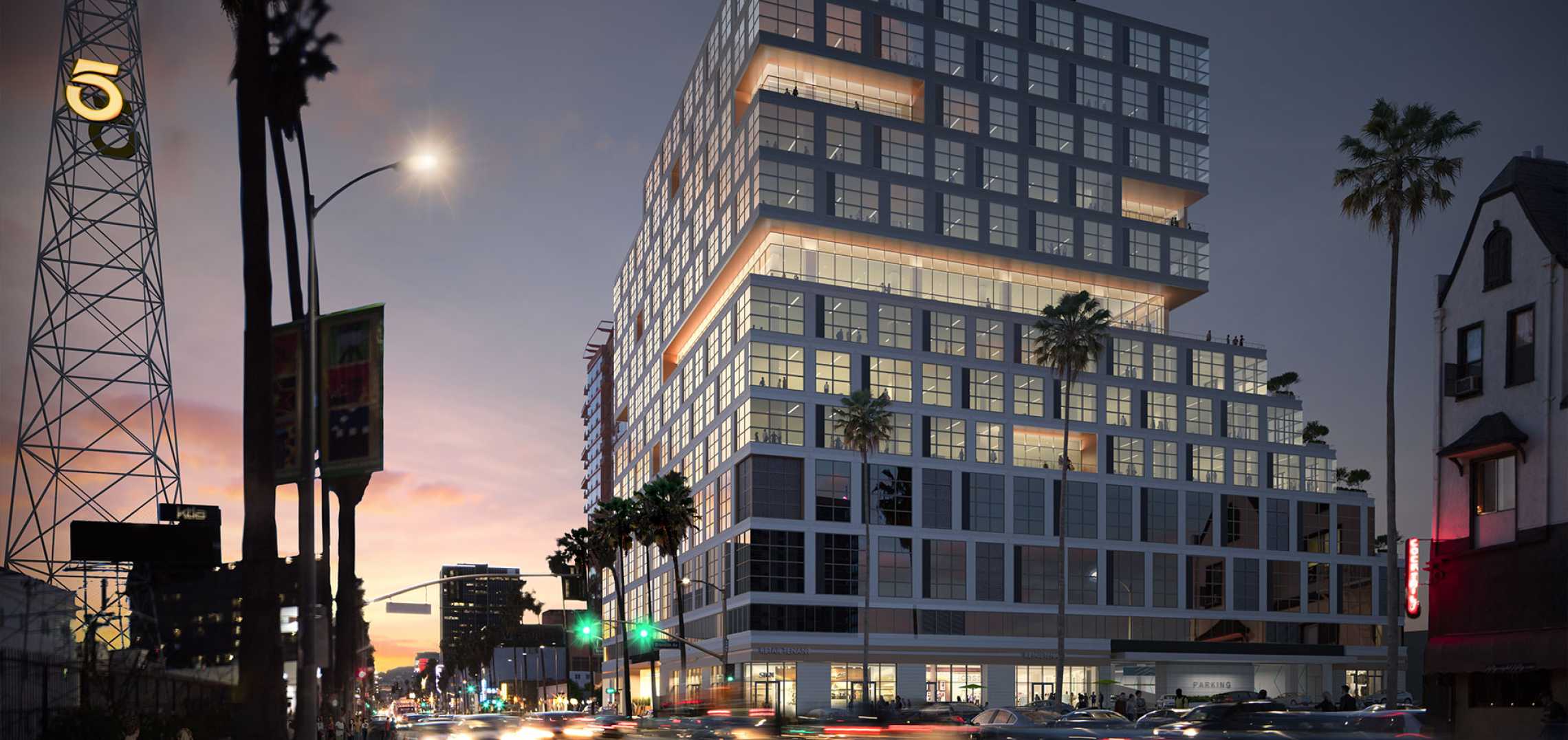 Crane Rises for 13-Story Hollywood Office Building | Urbanize LA