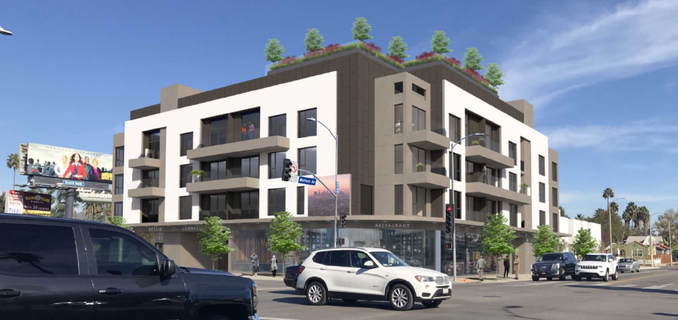 Mixed-use apartment building unwrapped at Melrose & Highland | Urbanize LA