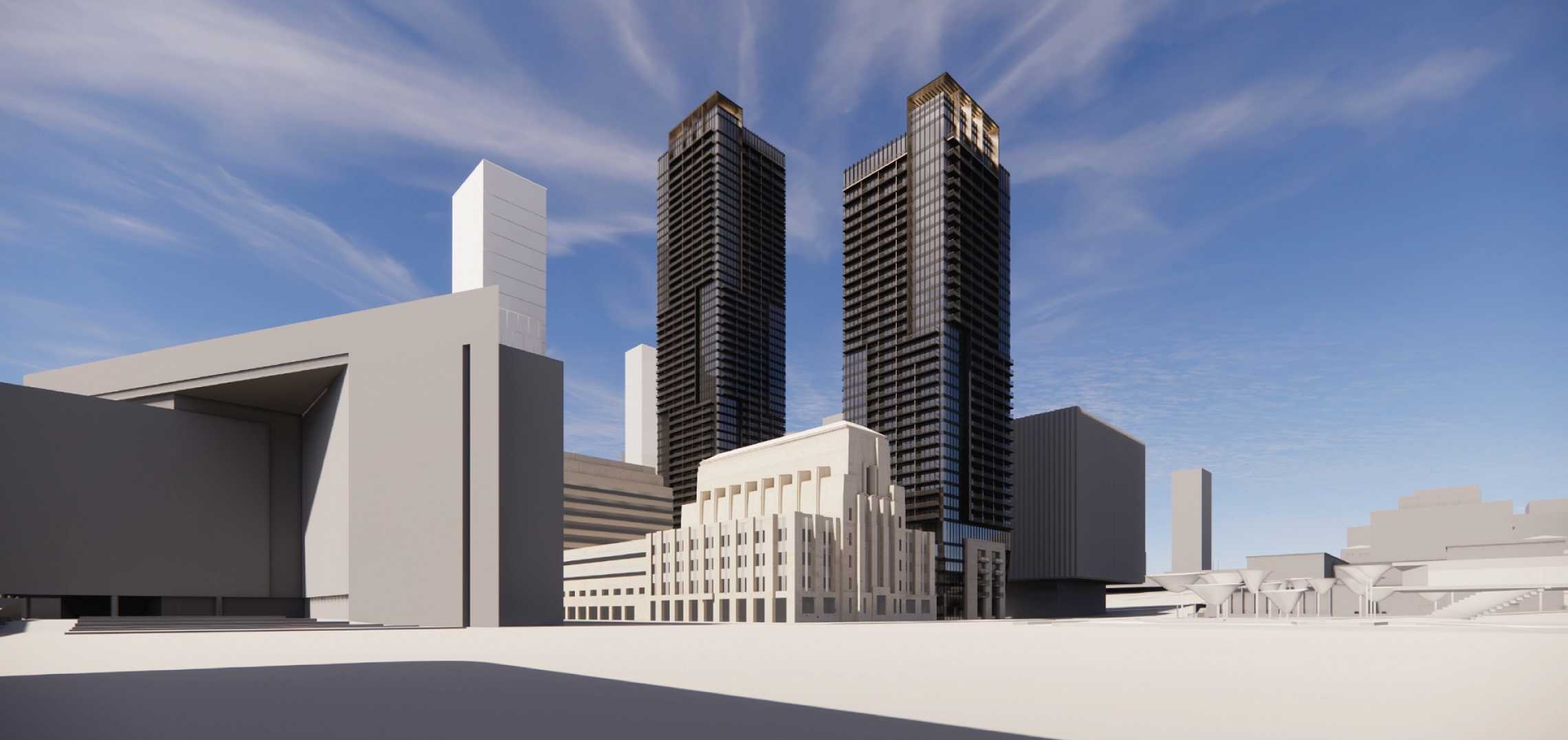 Two Design Options for Times Mirror Square Redevelopment | Urbanize LA