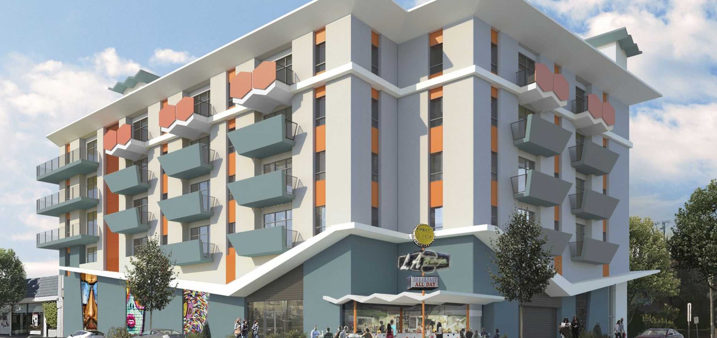 Rendering vs. Reality: Googie-inspired apartment complex in Carthay ...